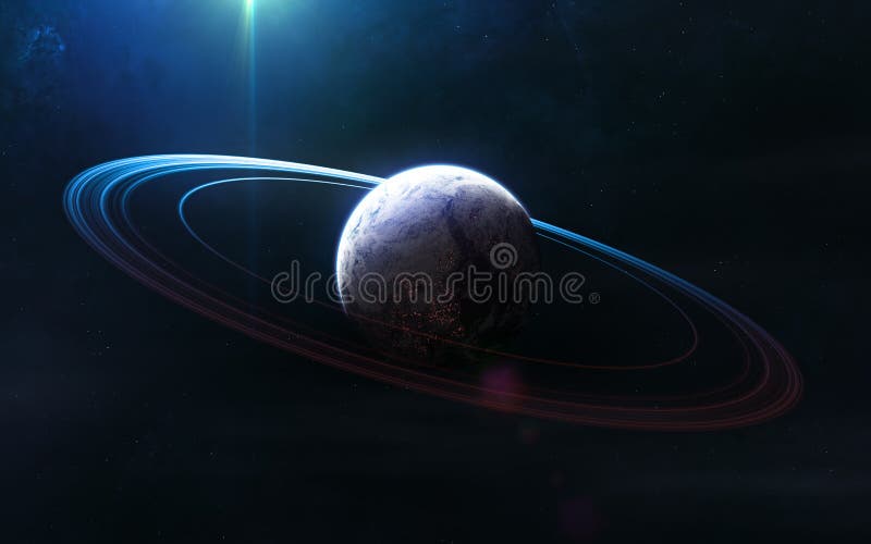 Habitable Deep Space Planets. View from Planetary Orbit through Space ...