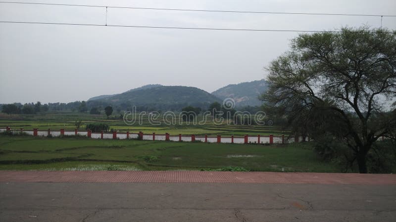 Distant Hill Viewing from a Indian Railway Platform. Stock Photo ...