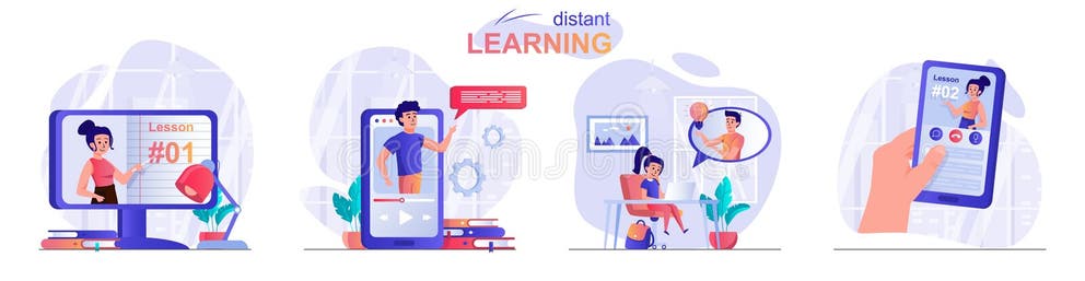 Distant Learning Concept Scenes Set. Online Training from Different Gadgets, Video Tutorials ...