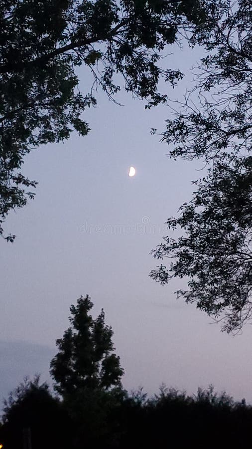 Distant Moon Beyond stock photo. Image of morning, snow - 204134446