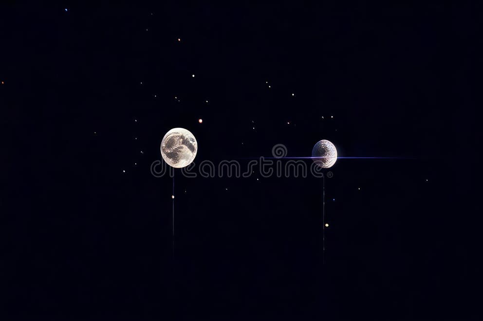 Distant Moons Two Tiny Pinpricks of Light Represent the Moons so Stock Illustration ...