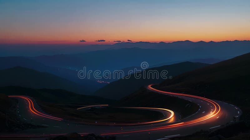 The Distant Mountain Ranges are Visible through the Light Trails ...