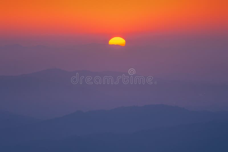 Pattern of Distant Mountain Layers at Sunset Stock Image - Image of ...