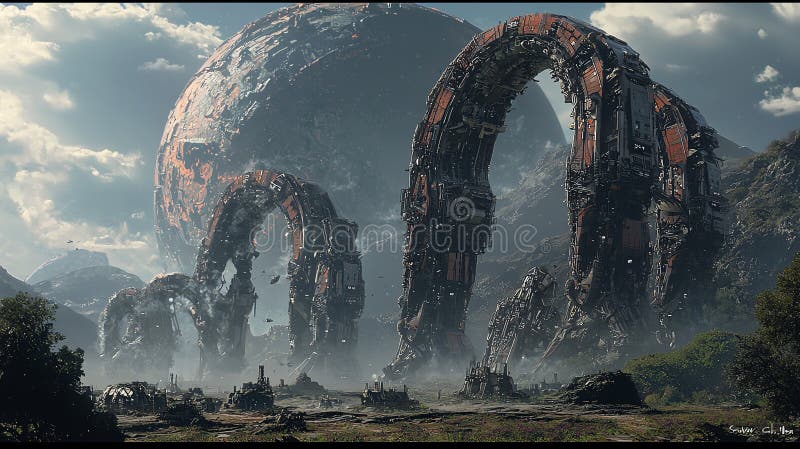 A Distant Planet Covered in Alien Technology, with Towering Machines ...