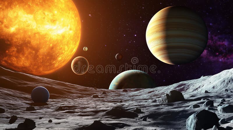 Few Planets in Orbit Around a Distant Star with Surface View of a ...