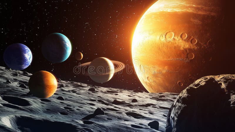 Few Planets in Orbit Around a Distant Star with Surface View of a ...