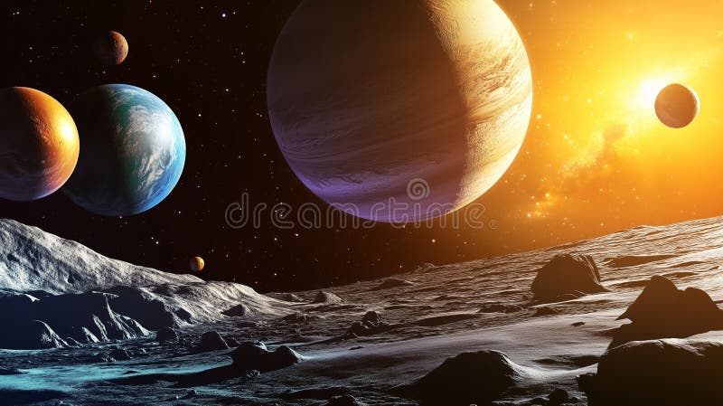 Few Planets in Orbit Around a Distant Star with Surface View of a ...