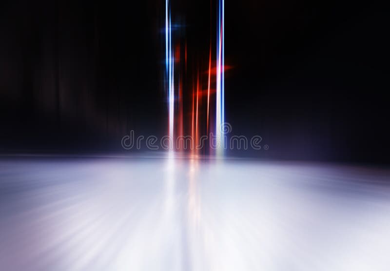 Distant Red and Blue Illumination on Night Highway Background Stock ...