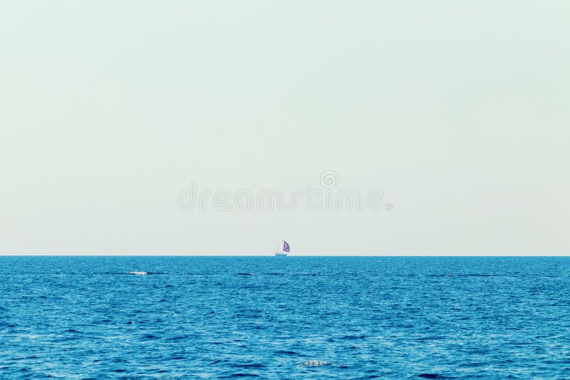 Distant Sail Boat on the Sea, Summer Vacation Stock Image - Image of ...