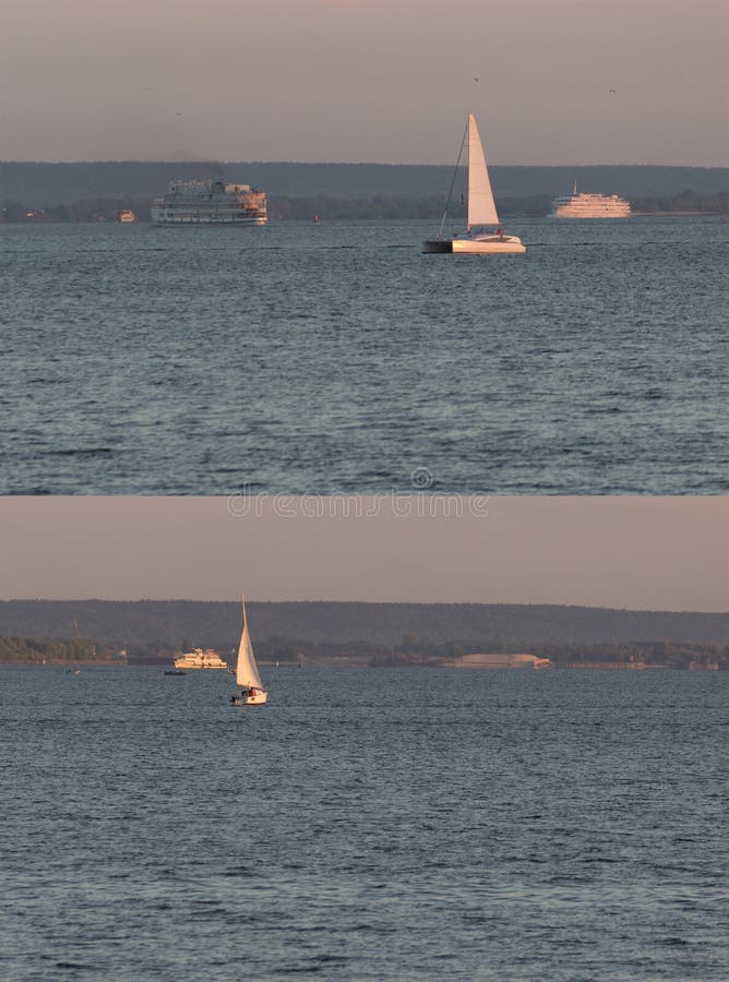 Distant sailing boats stock image. Image of luxury, nautical - 87718185