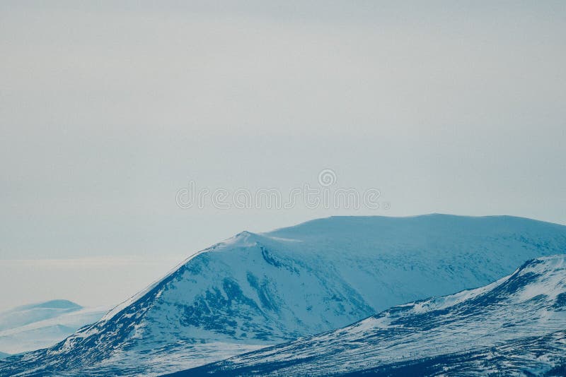 Distant Shot of a Part of Rondane Mountain Covered with Snow Stock ...