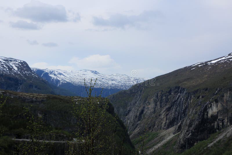 Distant Snow Covered Mountains Stock Image - Image of norway, looking ...