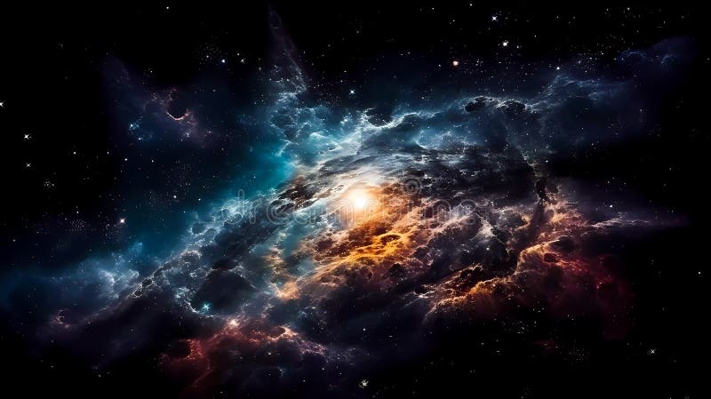 Distant Space. Infinity. Abstract Space Background with Nebula and ...