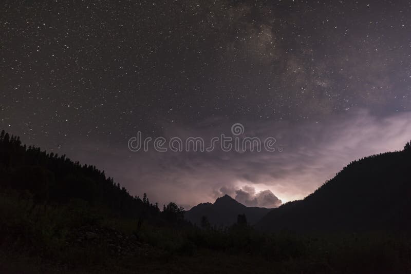 Distant Storm in the Mountains Stock Image - Image of astronomy ...