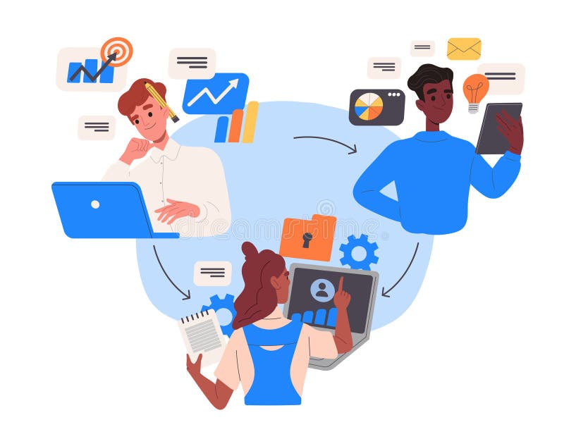 Distant Teamwork Vector Concept Stock Vector - Illustration of project ...