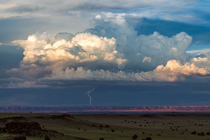 Distant Thunderstorm with Lightning Approaching. Stock Image - Image of ...