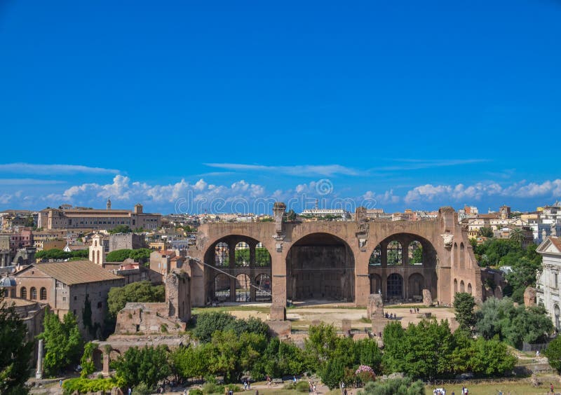 Distant View of an Ancient Roman Walls Having Three Roman Gates Stock ...
