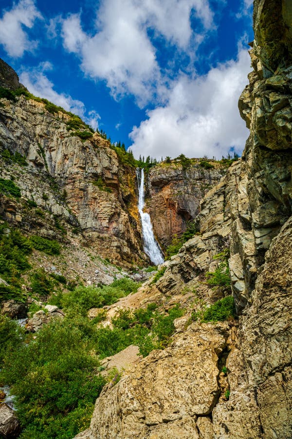 0000321 Distant View of Apikuni Falls at Glacier National Park Montana ...
