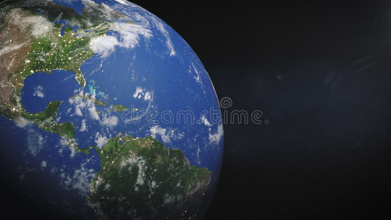 Distant View of Clouds Flowing Above Planet Earth. Caribbean and ...
