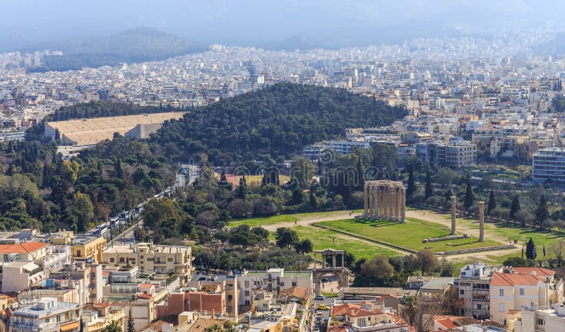 Distant view on Olympeion stock photo. Image of mediterranean - 88458498