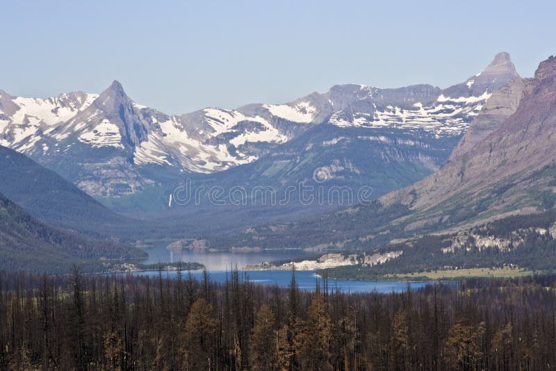 Distant waterfall stock photo. Image of lake, flower, mountains - 7361208