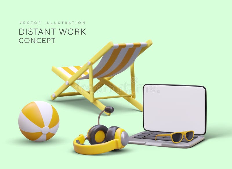Man Has a Rest in a Workplace. Flat Style Vector Illustration. Stock ...