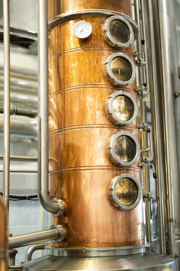 Distillate Production Process in Copper Distillation Unit. Cpper Vacuum ...