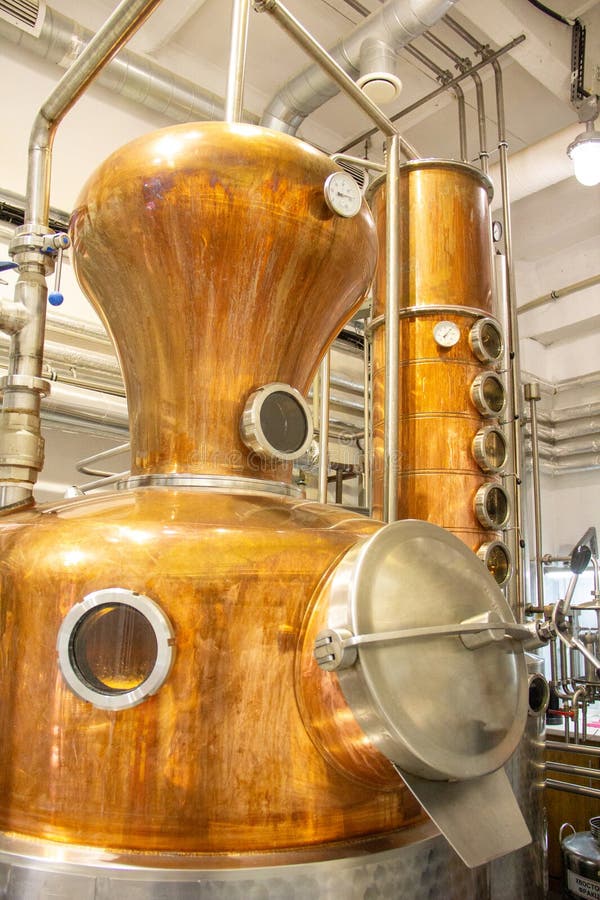 Distillate Production Process in Copper Distillation Unit. Cpper Vacuum ...