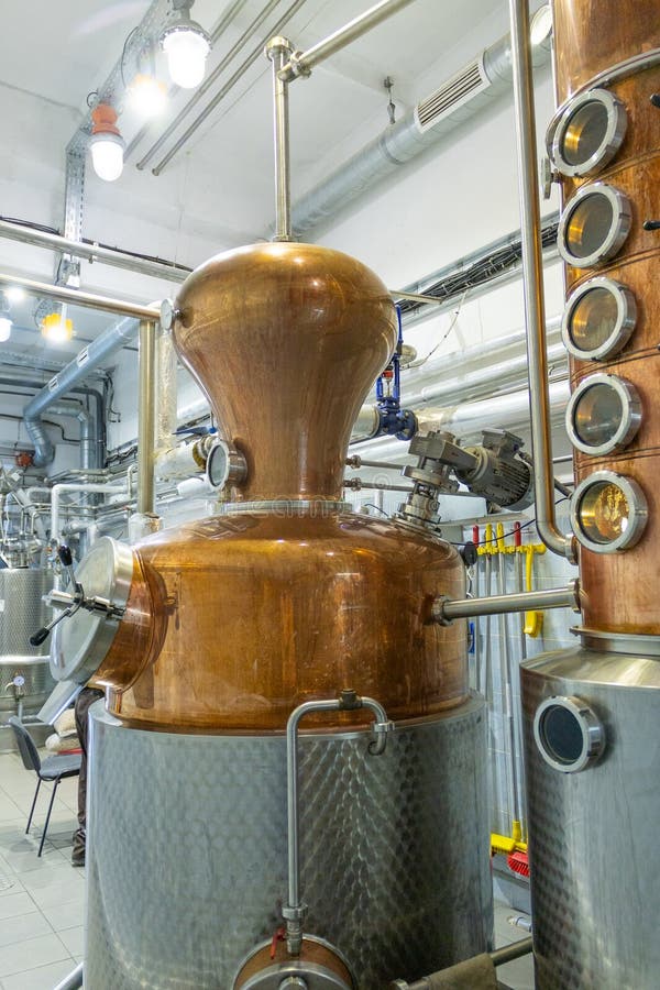 Distillate Production Process in Copper Distillation Unit. Cpper Vacuum ...