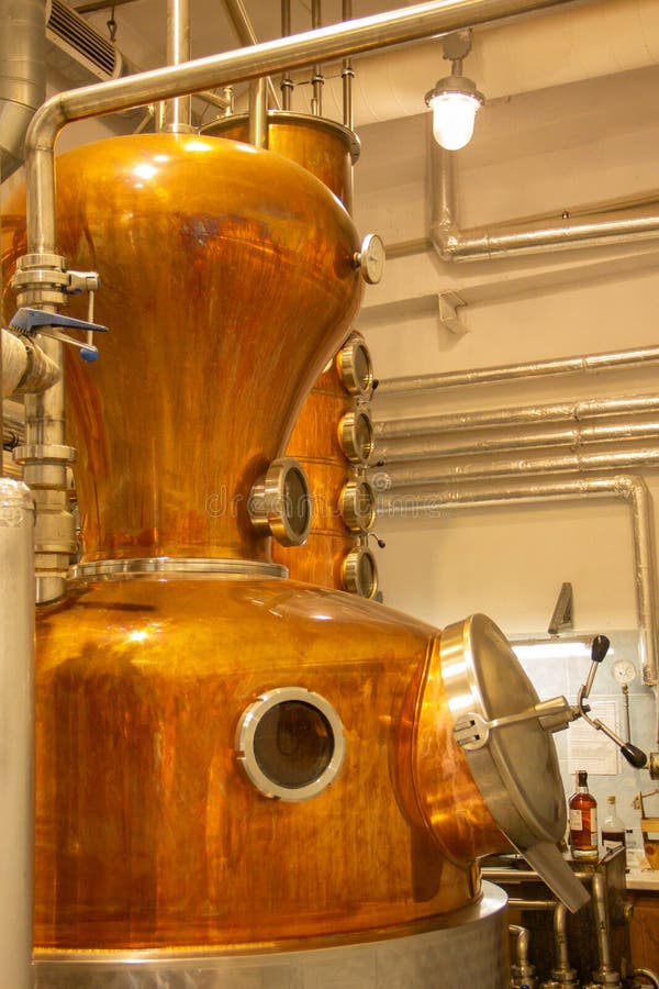 Distillate Production Process in Copper Distillation Unit. Cpper Vacuum ...