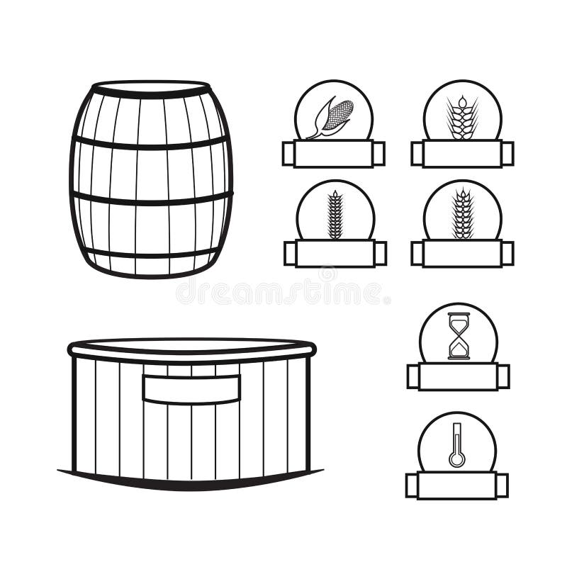 Distillery Equipment Line Illustration Vector Set Pack Stock Vector ...