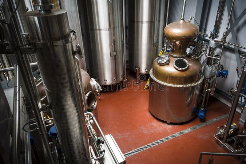 Distillery Equipment for Production of Vodka and Gin Stock Photo ...