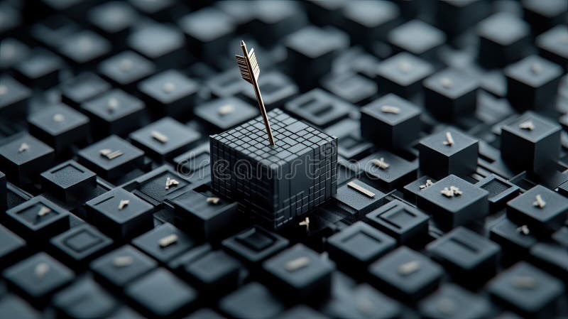 A Distinct Cube with an Arrow Stands Out among Black Cubes Featuring a ...