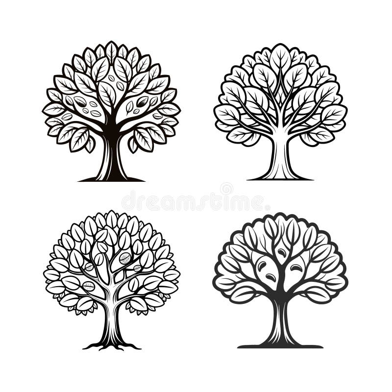Distinct Coffee Tree Design Featuring Bold Outline Stock Vector ...