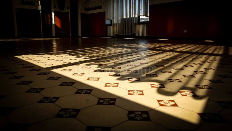 A Distinct Shadow of an Individual is Cast upon a Tiled Floor Stock ...