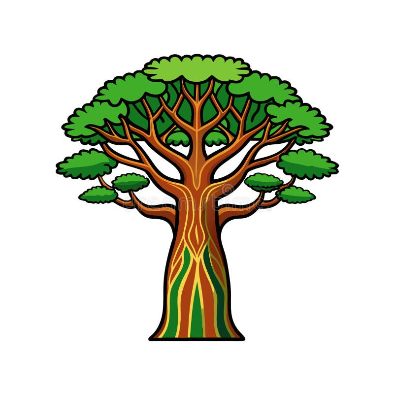 Distinctive Baobab Tree Vector Illustration Stock Illustration ...