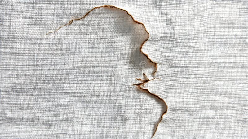 Burn Mark Resembling Human Profile on White Fabric Showcases Minimalist ...