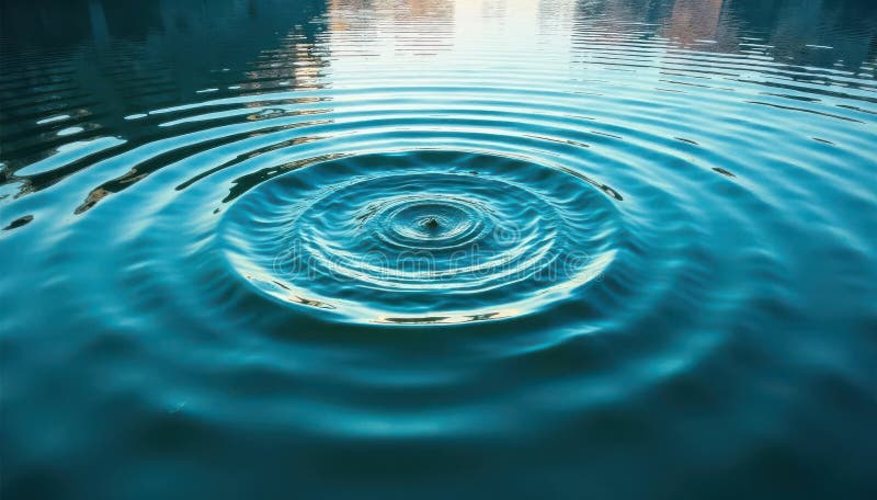 Distinctive Circular Wave Pattern Emanating from Center of Lake, Round ...