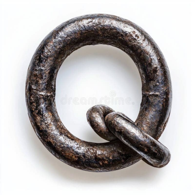 Unique Letter Q Crafted Rough Chain Links White Background Showcasing ...