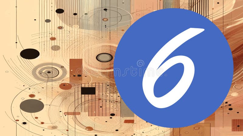 The Distinctive Number Six on an Abstract Background in Brown Tones ...