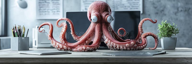 Distinctive Octopus Adapts Seamlessly To Office Setting Stock ...