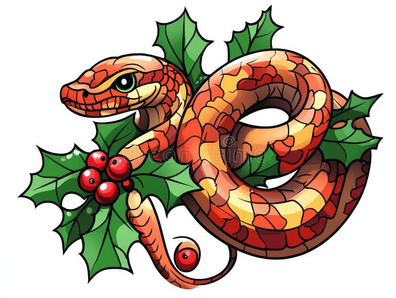 A Distinctive Tattoo Depicting a Snake Winding Around a Christmas Tree ...