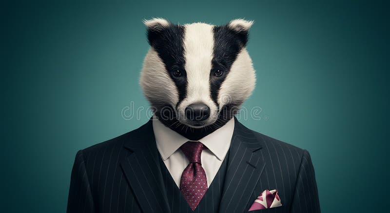 A Distinguished Badger Donning a Refined Pinstripe Suit and Tie ...