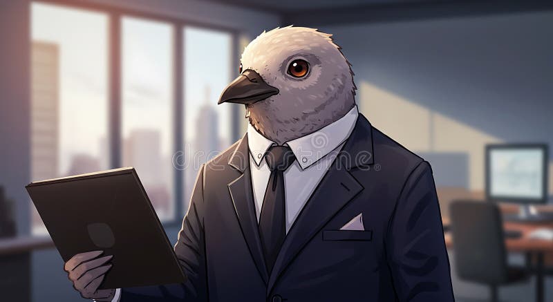 A Distinguished Bird in a Business Suit in a Digital Illustration Style ...