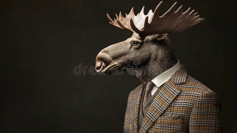 Distinguished Gentleman Moose in a Suit on a Dark Background ...