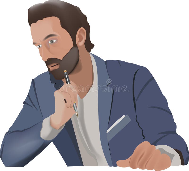 Distinguished Person in Front of the Desk Thinks- Stock Vector ...
