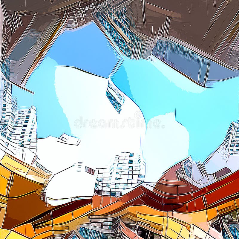Distort Buildings from Low Angle Abstract Art Illustration Wallpaper ...