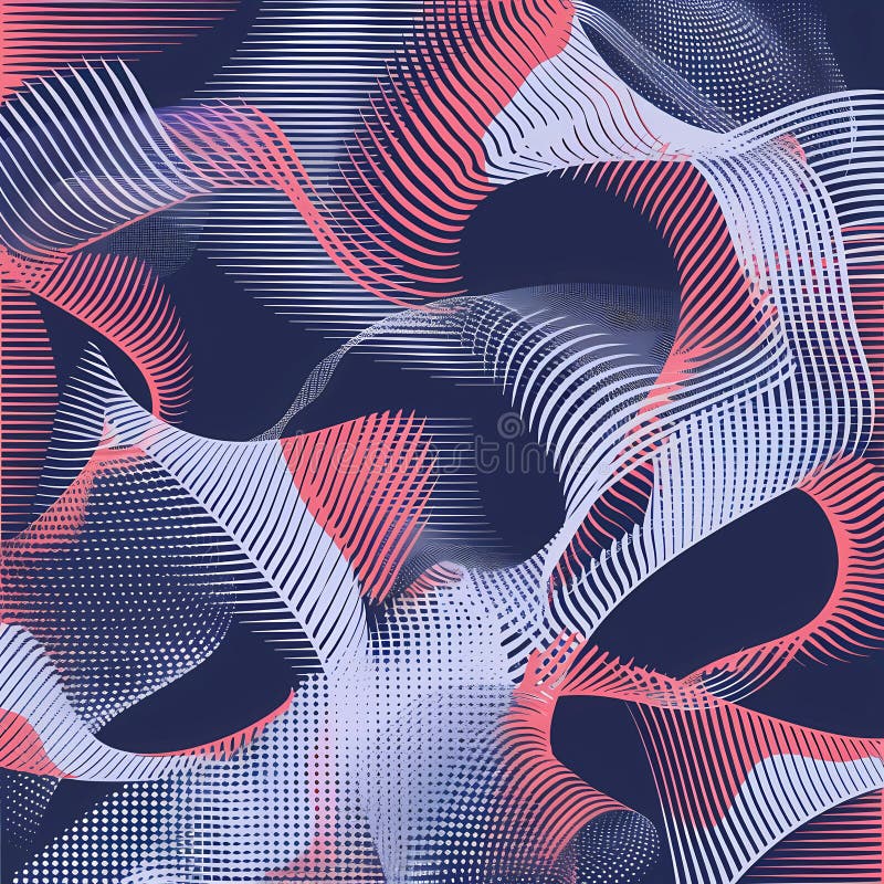 Distorted Abstract Background. 3D Wavy Mesh Stock Illustration ...
