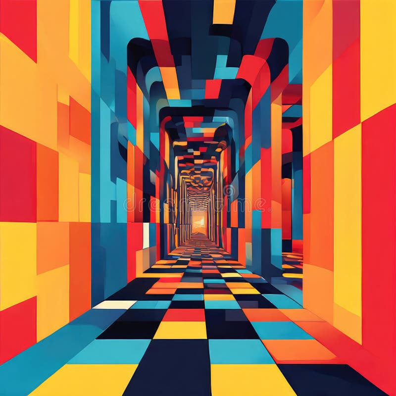 Distorted Background. Optical Illusion Bright Colorful Texture Stock ...