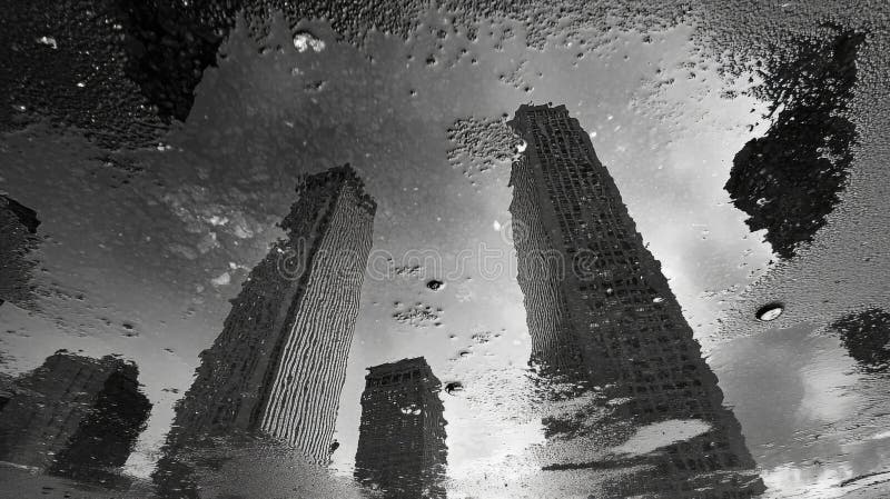 Distorted City Reflections in a Puddle Stock Illustration ...